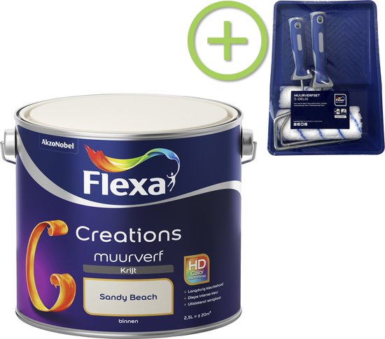 Flexa Creations - Muurverf Krijt - Sandy Beach - 2,5 liter + Flexa ...