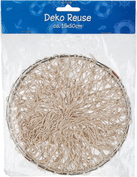 Decoratie visnet - met 3 ringen - 16 x 48 cm - vissers fuik - Siernet ...