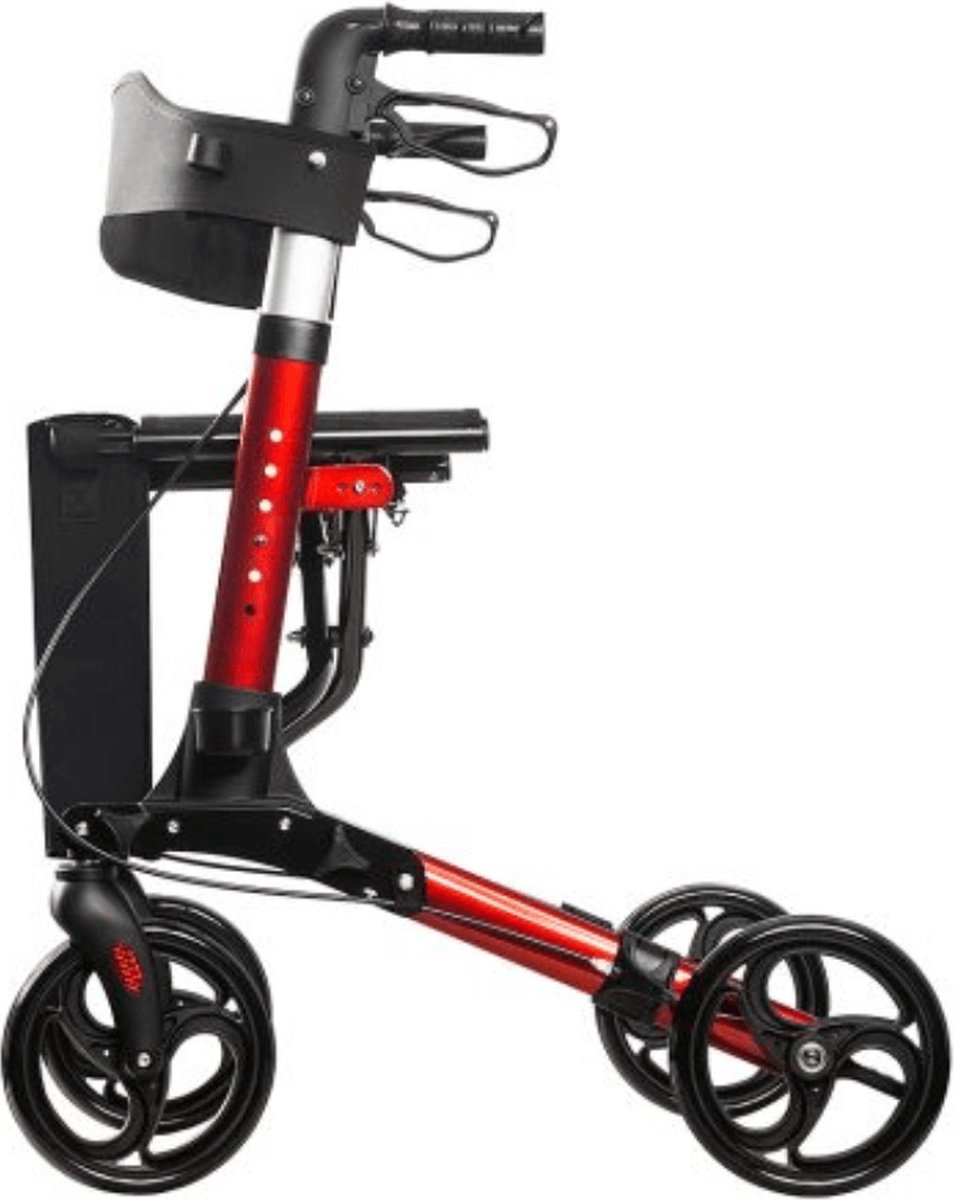 SMH LINE® Lichtgewicht Rollator - Dubbel Opvouwbaar - Incl. Led lamp - Fire-Red | bol