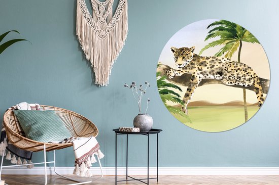 WallCircle - Muurstickers - Behangcirkel - Luipaard - Jungle - Boom - 120x120 cm -... | bol.com
