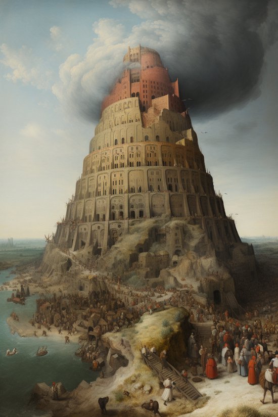 Bijbel Posters | Toren van Babel | Vintage Poster | Abstract ...