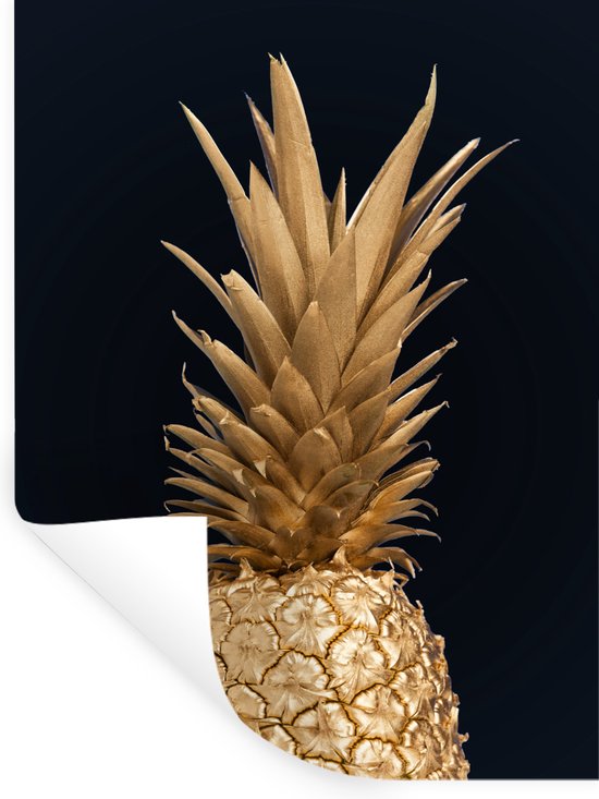 Muurstickers - Sticker Folie - Ananas - Goud - Verf - Zwart - Fruit ...