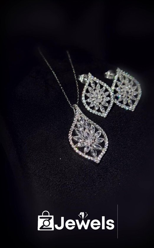 OZ Jewels Zilveren Ketting- en Oorbellen set met Markiezindroom Design - Accessoires -... | bol
