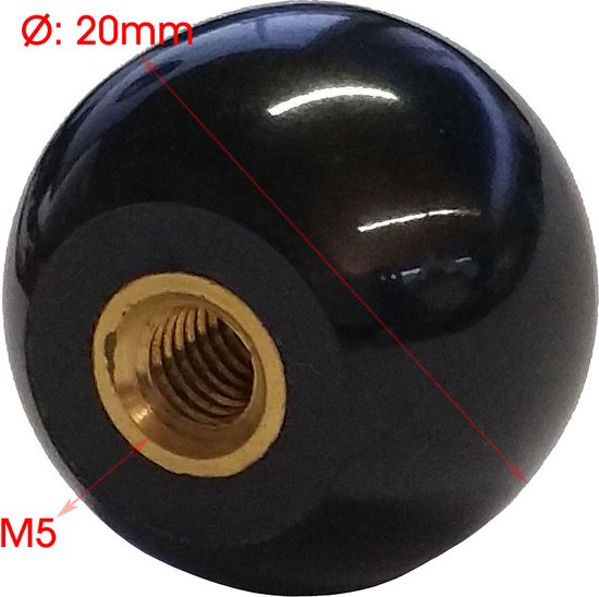 (4 STUKS) M5XROND 20 KOGELKNOP KUNSTSTOF MET MESSING DRAADBUS BOLMOER ...