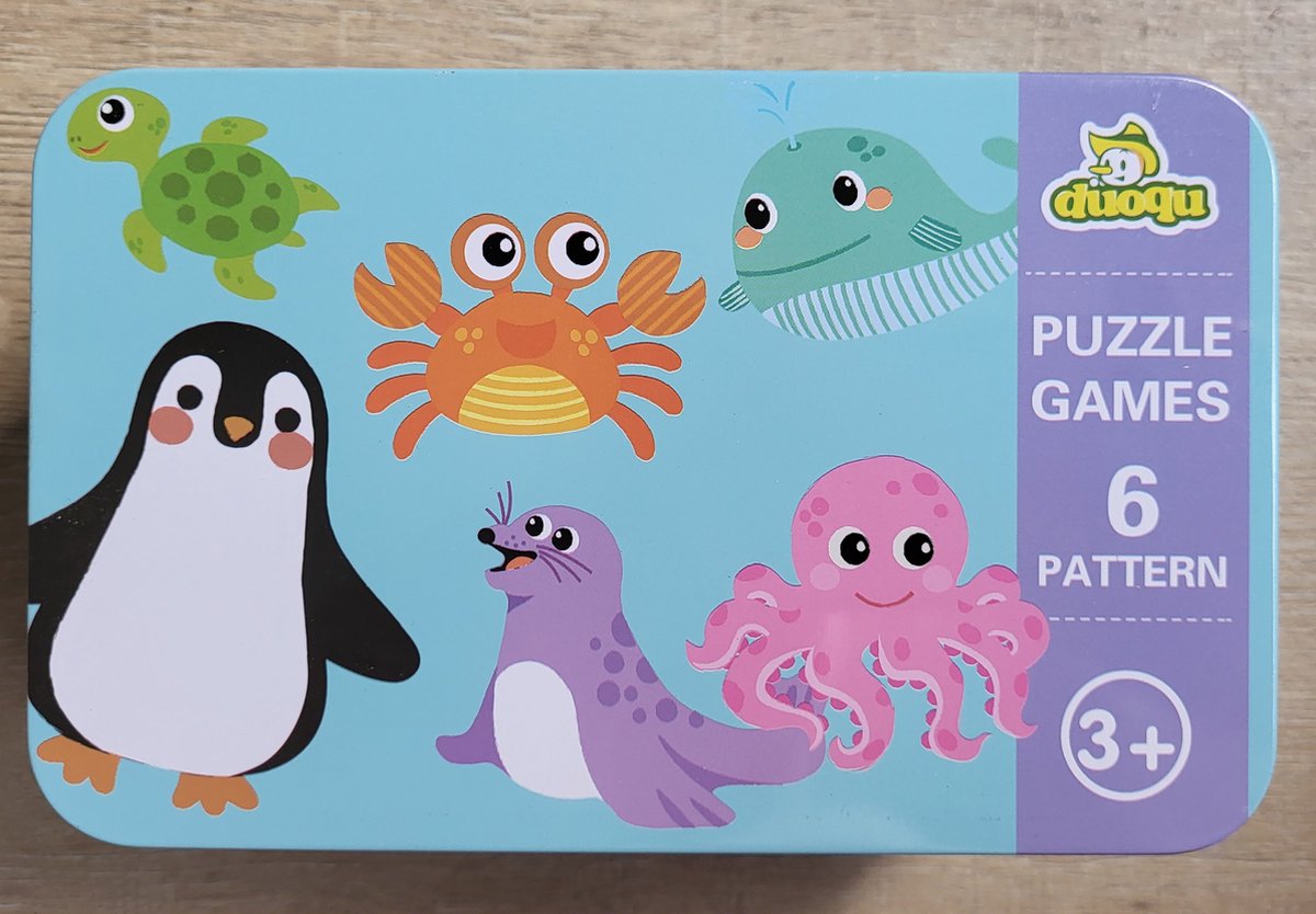 Puzzels 6 in 1 - 6 puzzels in blik - Puzzel waterdieren - Puzzel voor ...