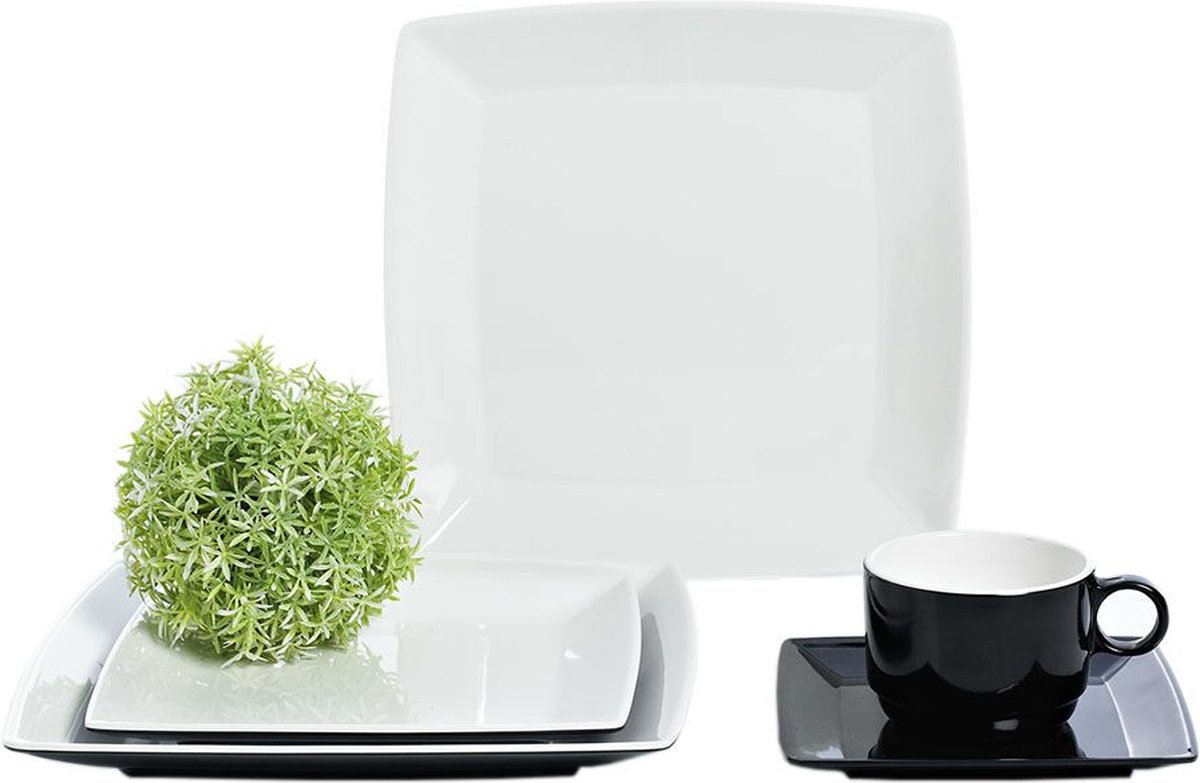 Gimex serviesstel Quadrato Black and White, 20-dlg. | bol.com