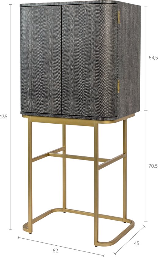 Bold Monkey Ava Morgana kast/ drankkast/ wijnkast slangenleer - Grijs | bol