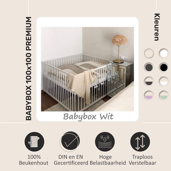 SÄMANN® Baby Box Premium 100x100 Wit met matras en in hoogte ...