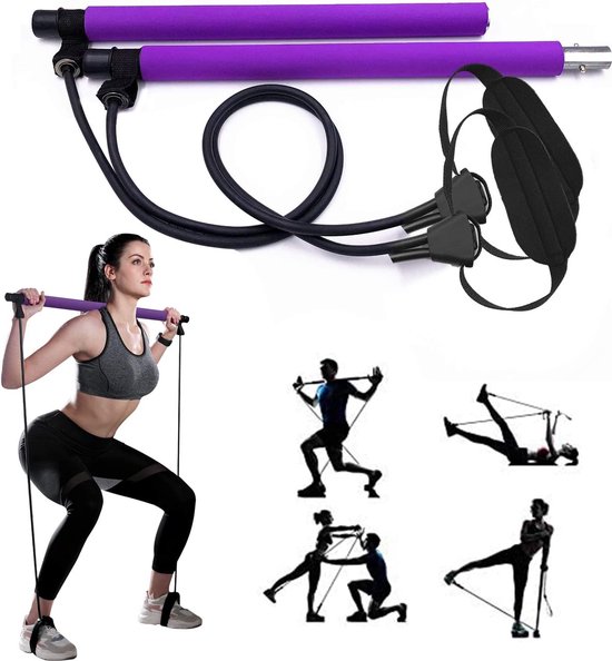 Pilates Bar Kit, Met Resistance Band, Draagbare Yoga Rod, Met Foot Loop ...