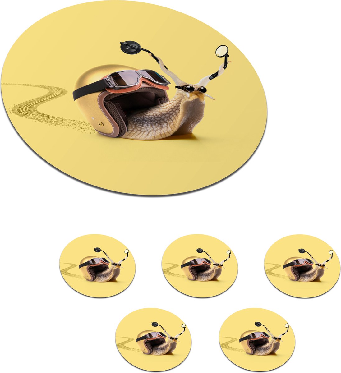 Onderzetters voor glazen - Rond - Slak - Dieren - Helm - Geel ...