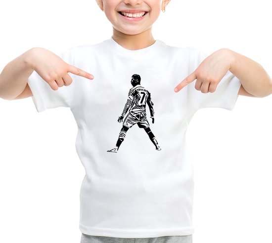 SIUUU uniseks Kids T-Shirt - Wit met zwart - Maat 98 | 104 - 3 | 4 jaar - Korte mouwen... | bol
