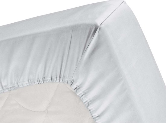 Hoeslaken topmatras of matras licht grijs - 90x220 - 100% katoen satijn ...