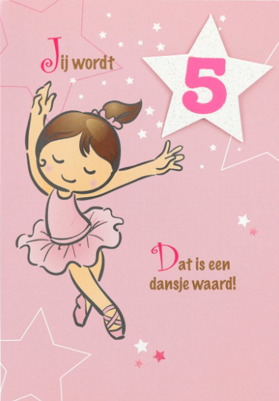 Depesche - Kinderkaart met de tekst "5 - Jij wordt 5. Dat is een dansje ...