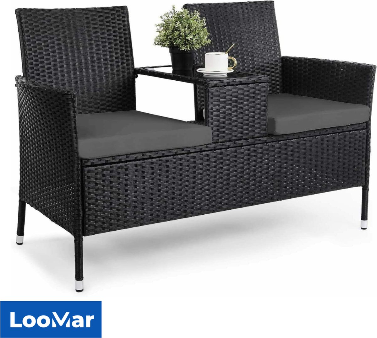 LooMar - Tuinbankje - Tuinmeubel - 2-Zits Incl.Tafel - Weerbestendig ...