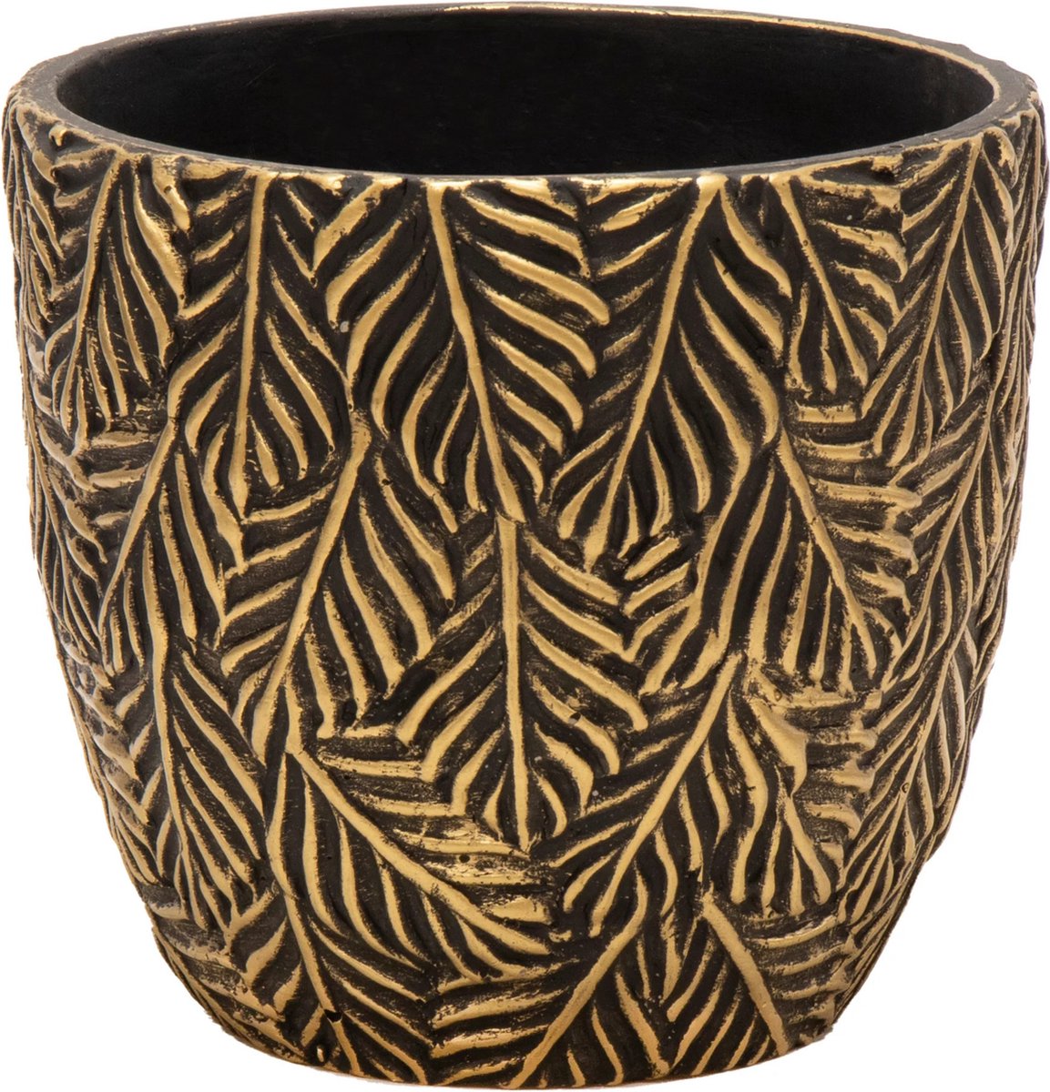 Mega Collections Cache-pot/pot de fleur - céramique - gris anthracite/or - D22,5 x H21 cm | bol.com