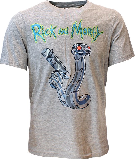 Rick and Morty Robotic Snake T-Shirt Grijs - Officiële Merchandise | bol
