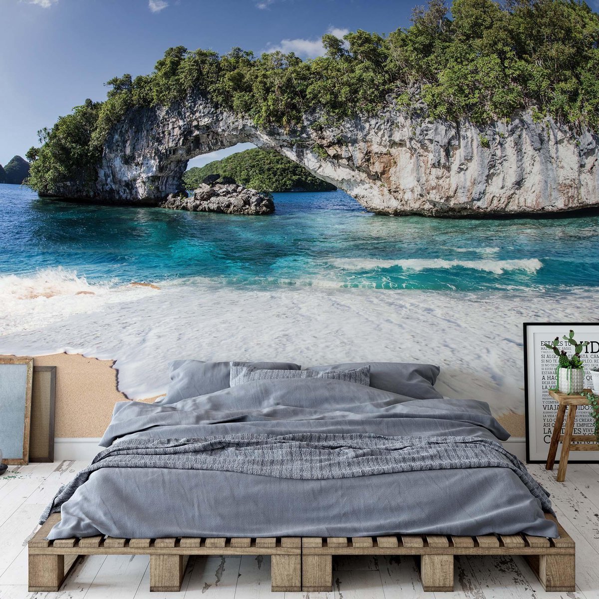 Fotobehang - Vlies Behang - Uitzicht op de Rotsen in Zee - 312 x 219 cm ...