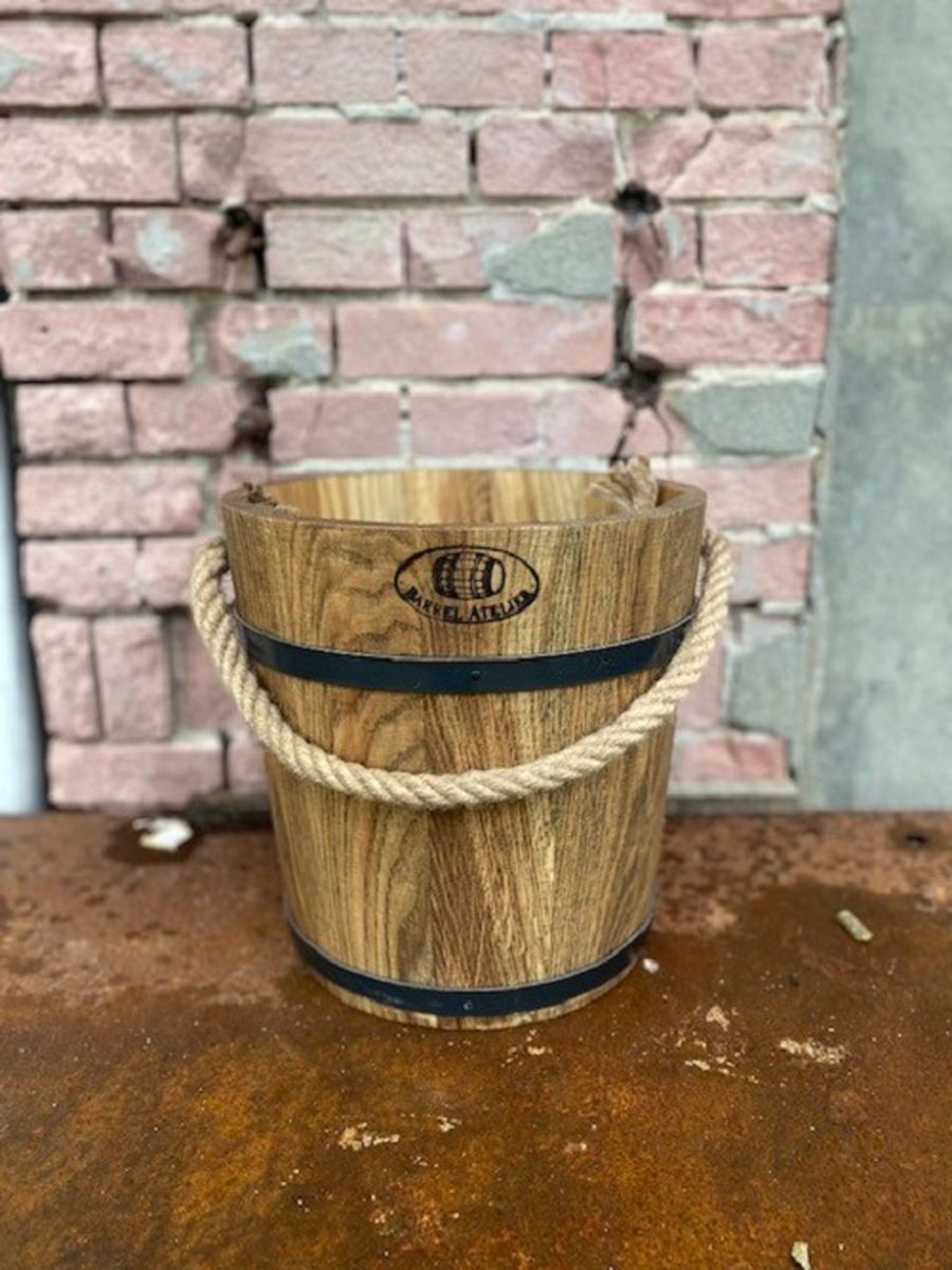 Eiken houten Emmer "Dark oil" met Touw / 10 liter / Ice Bucket / Sauna ...