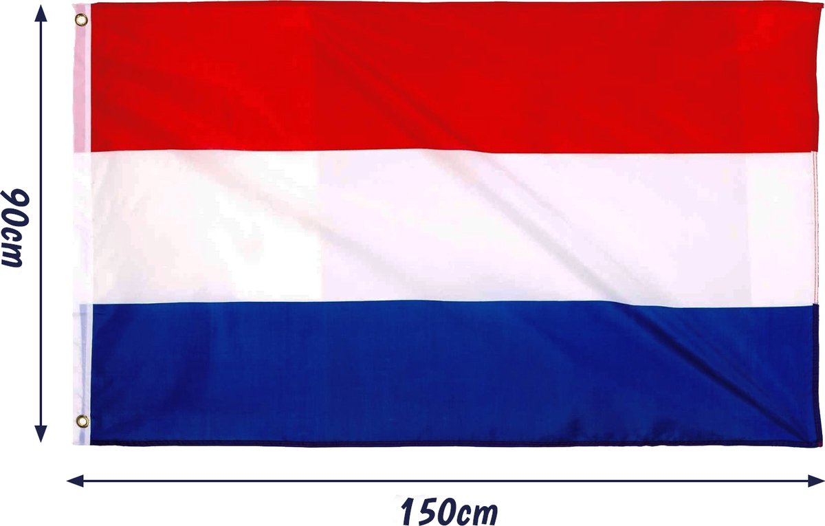 Grote Nederlandse Vlag Hollandse Driekleur - 150 x 90 cm - Met Ringen | bol.com