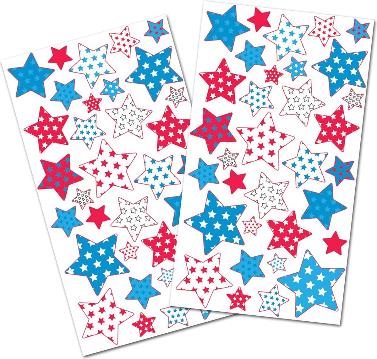 Rood Wit Blauwe Sterren Stickervellen met Glitters - Stickers Sterren ...