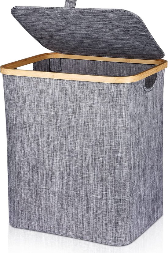 Wasmand met deksel, 60L opvouwbare wasbox, wasmand, pop-up wasboxen, waskist, wasmand,... | bol