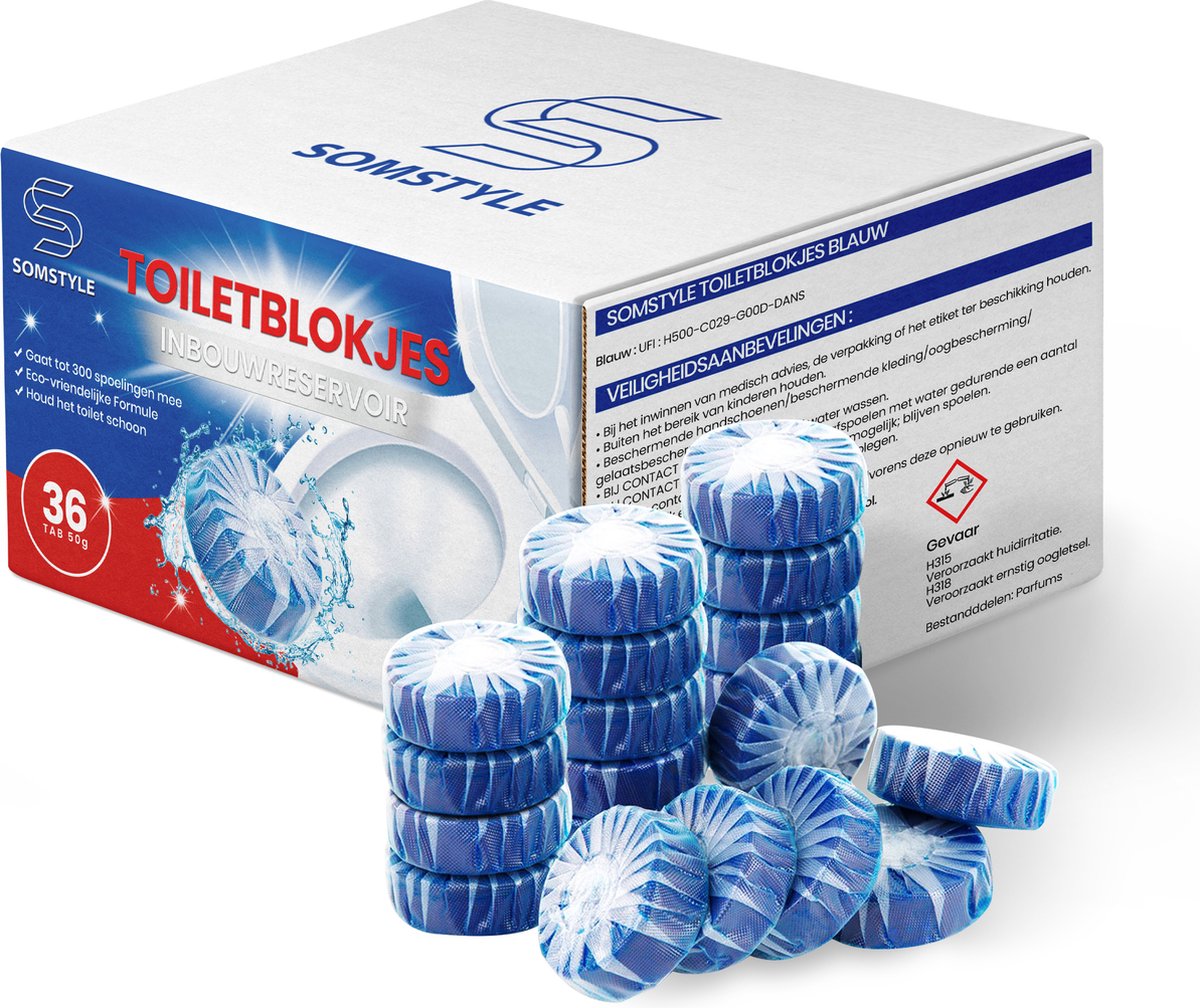 Somstyle Toiletblokjes Inbouwreservoir – 36 Stuks WC Blokjes – Blauw ...