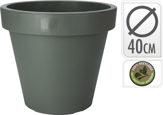 Bloempot buiten kunststof | Rond | Olijf | Doorsnee 40cm | bol.com