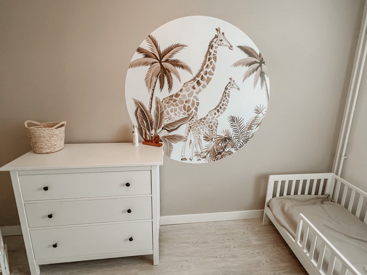 Muurcirkel jungle vintage - giraf - muurstickers babykamer ...
