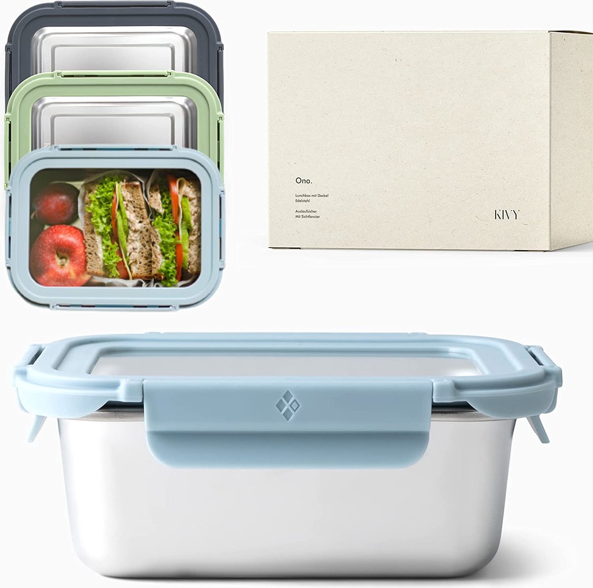 Kleine roestvrijstalen broodtrommel met kijkvenster, 800 ml, lekvrije ...