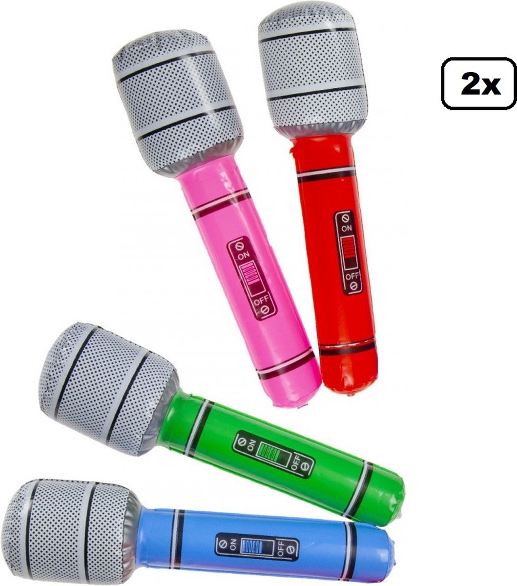 2x Opblaasbare microfoon 24cm - assortie kleur geleverd - Opblaas ...