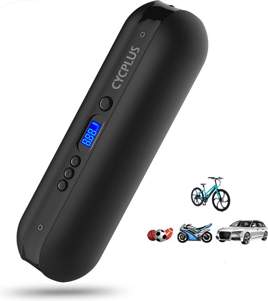 Cycplus A2 Elektrische fietspomp zwart. Ook voor auto-/motorbanden en ...