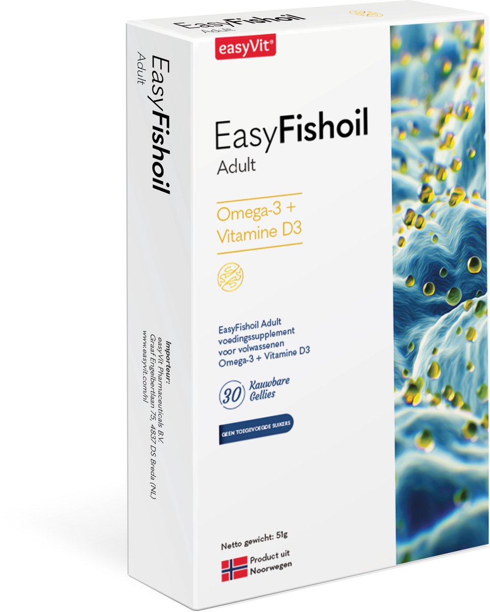 Easyvit EasyFishoil Adult Omega-3 en Vitamine D3 Kauwtabletten | bol