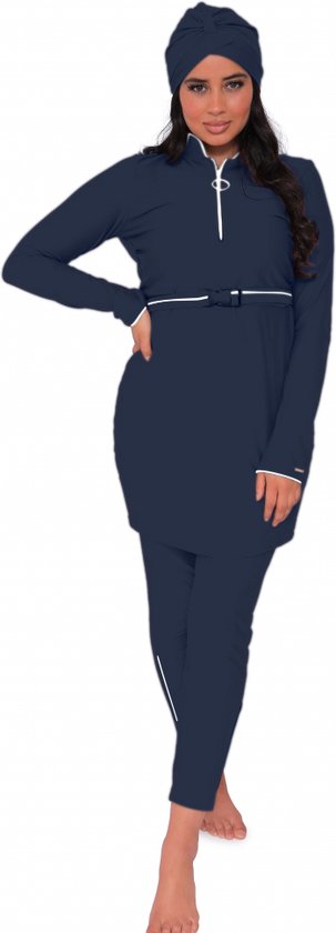 Ivory Blue Marine burkini van MYKINY BRAND, Maat M, boerkini, burqini ...