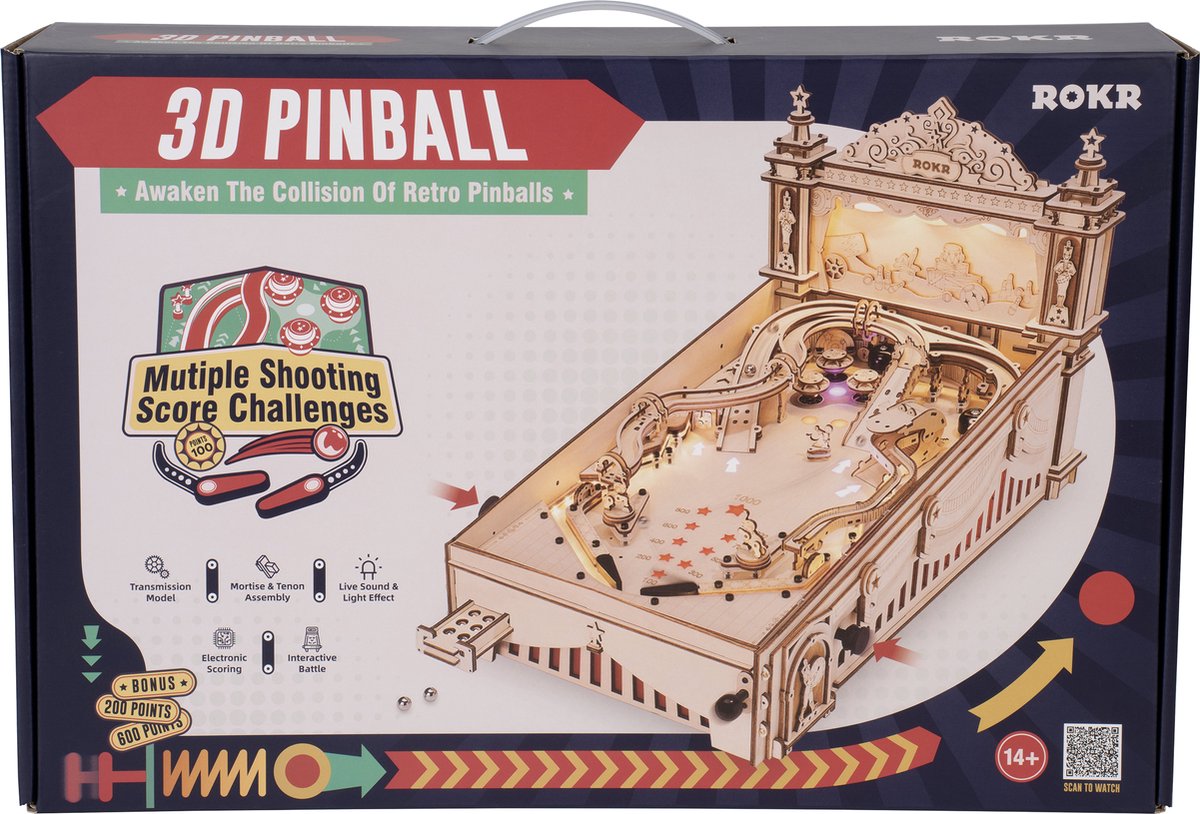 Robotime ROKR 3D Pinball EG01 - Houten Bouwpakket - Miniatuur ...