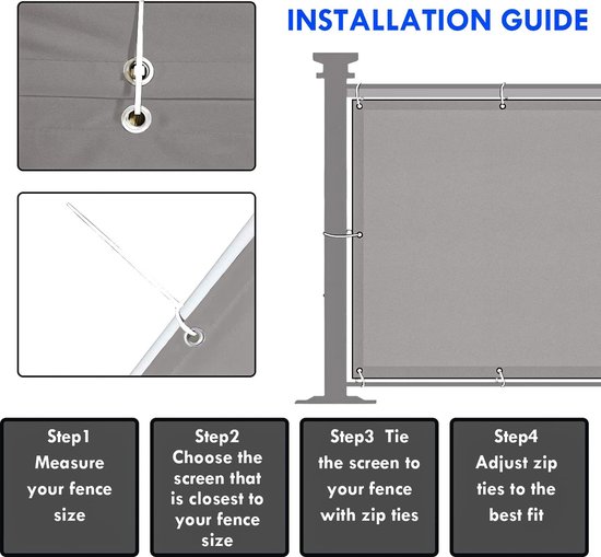 Balkonscherm, inkijkbescherming, 90 x 600 cm, balkonoverkapping, PES uv ...