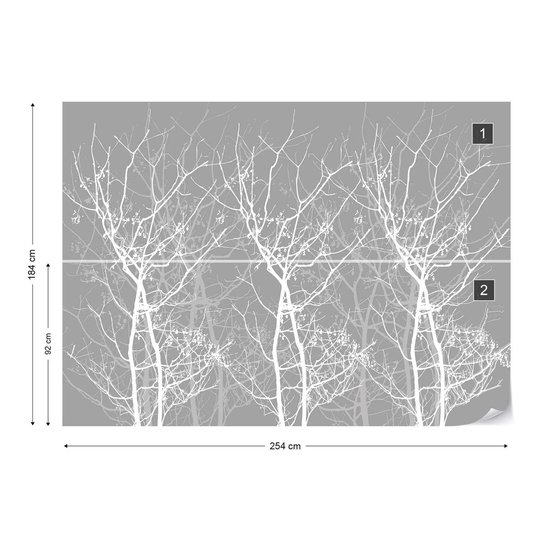 Fotobehang - Vlies Behang - Bomen in het Wit - 254 x 184 cm | bol.com