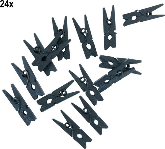 24x Mini Houten Knijpers Zwart | bol