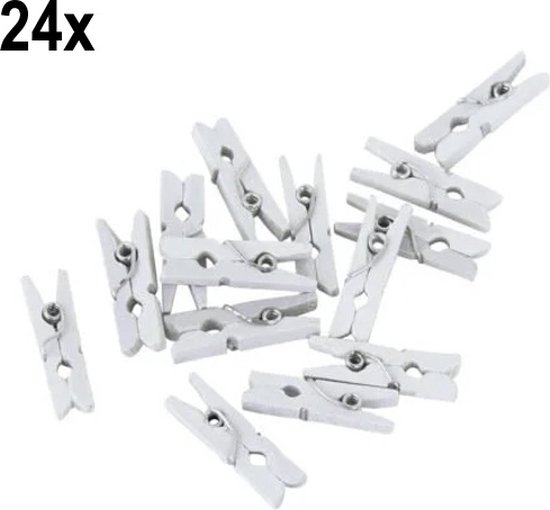 24x Mini Houten Knijpers Wit | bol