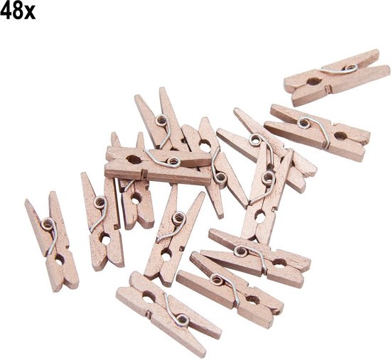 48x Mini Houten Knijpers Naturel | bol