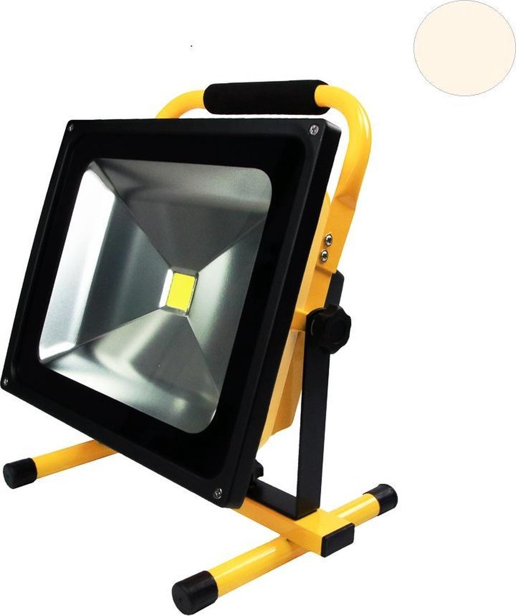 Led bouwlamp 50 Watt op accu warm-wit | bol.com