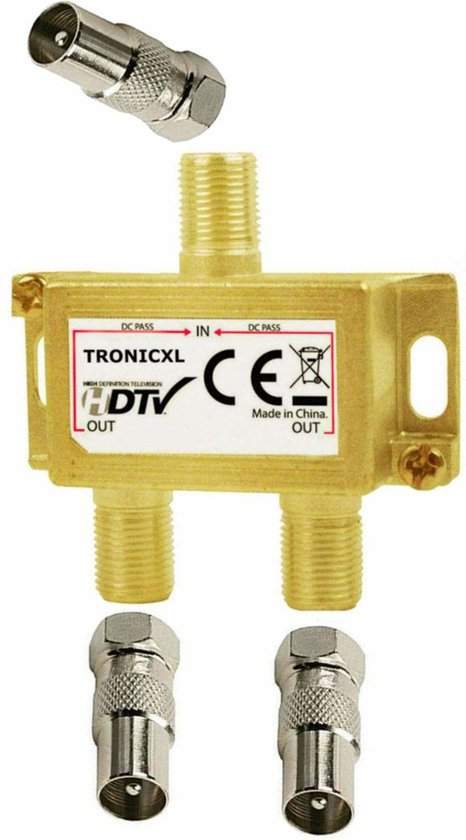 TronicXL 2er Premium coax antenneverdeler HD 3D 4K verdeler zachte ...
