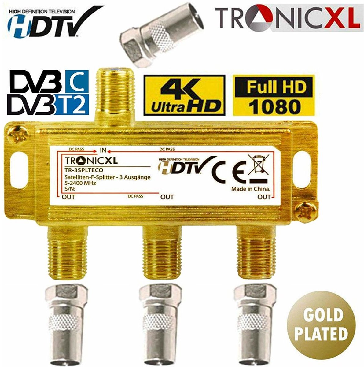 TronicXL BK, CATV, breedband-kabelverdeler, 3-voudige SAT Splitter ...