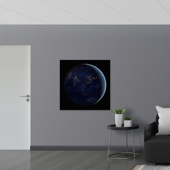 Vlag - Azië op de Wereldbol vanuit het Heelal - 100x100 cm Foto op ...