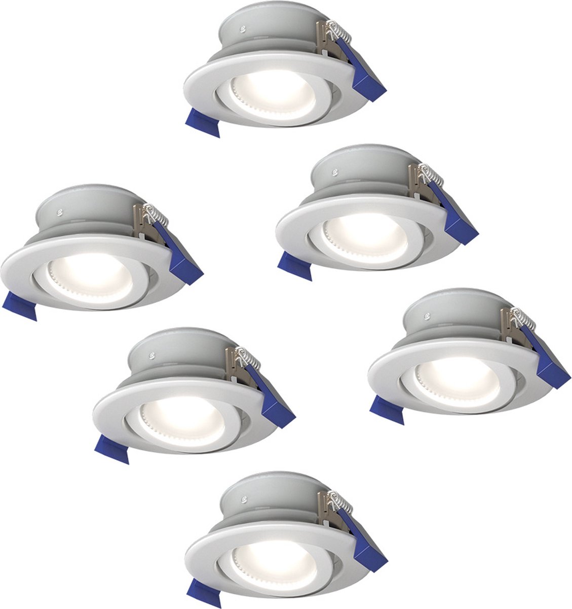 Set van 6 Lima LED inbouwspots - Kantelbaar - 6000K - Daglicht wit ...