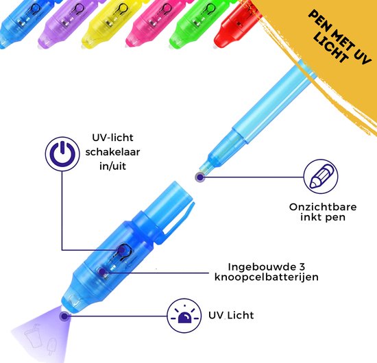 Magische Onzichtbare Pen met UV licht | Invisible Pen | Ballpoint met ...