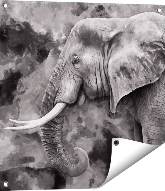 Gards Tuinposter Olifant - Abstract - Zwart Wit - 60x60 cm - Tuindoek ...