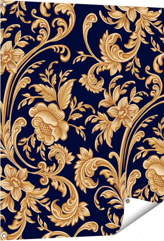 Gards Poster de Jardin Décoratif Fond Fleurs Doré - 80x100 cm - Toile ...