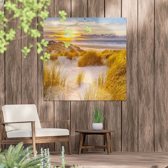 Gards Tuinposter Strand en Duinen tijdens Zonsondergang - 100x100 cm - Tuindoek -... | bol