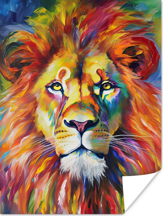 Poster Leeuw - Olieverf - Kunst - Dieren - 30x40 cm | bol