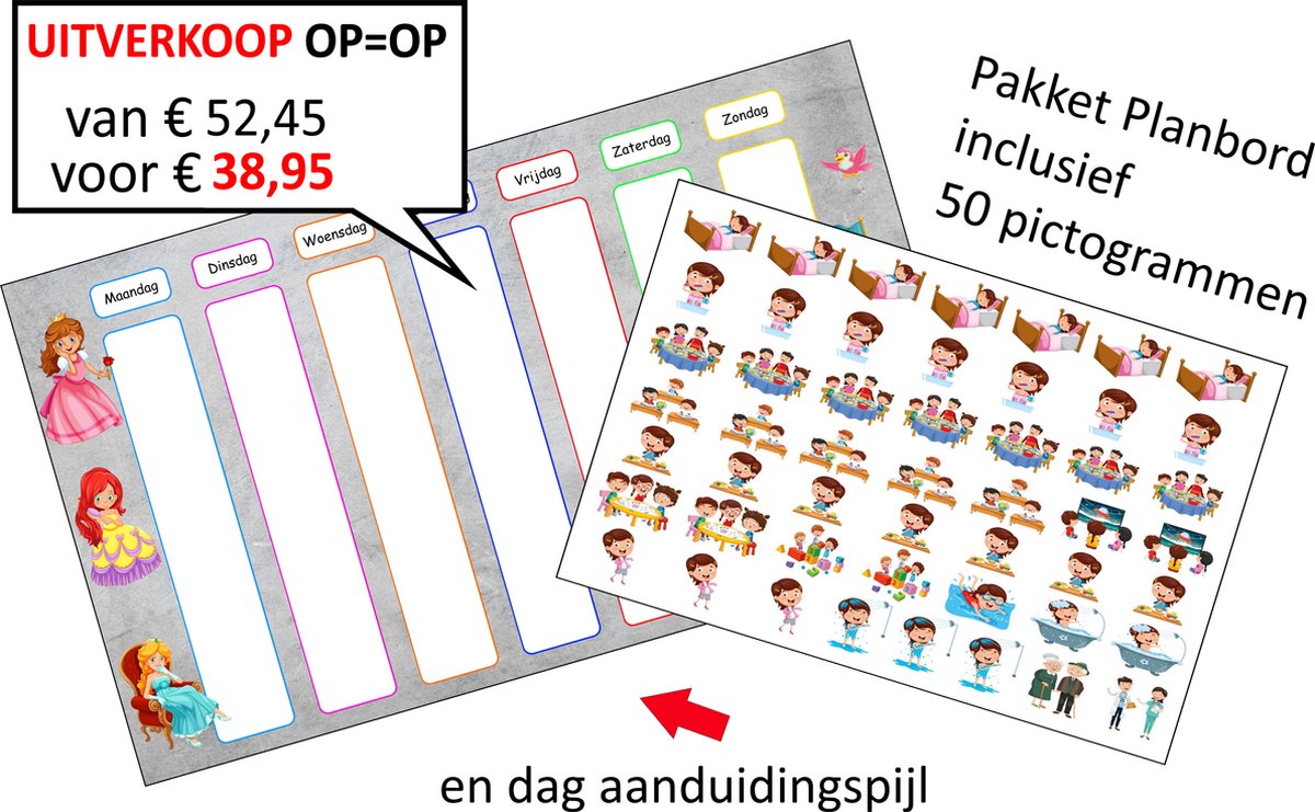 Pakket planbord Prinses - weekplanner Kind - Planbord Kinderen ...